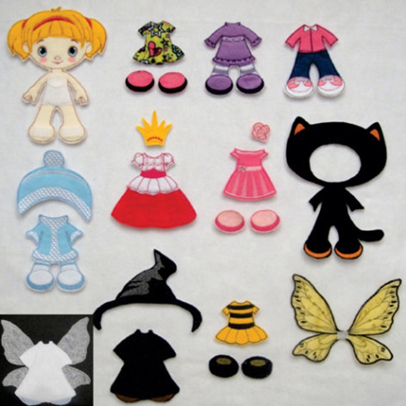 ITH Felt Paper Doll - Machine Embroidery Project Design, in the Hoop ...