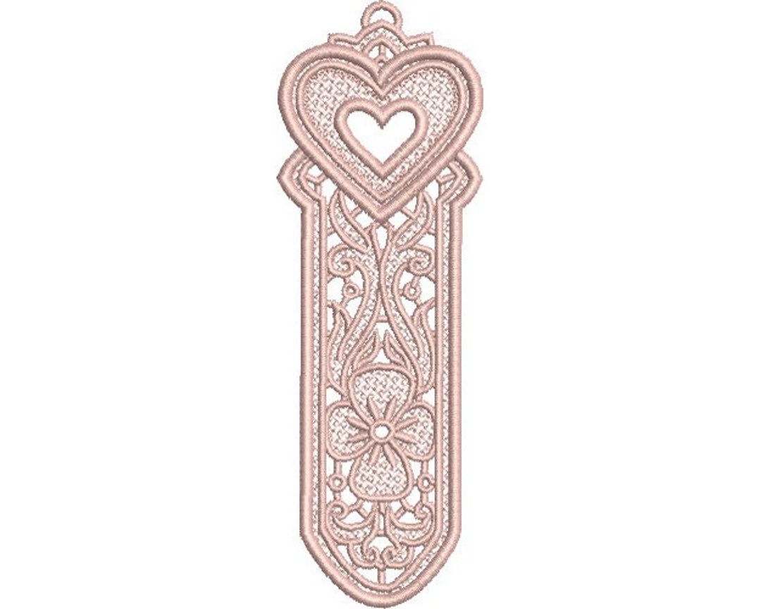 FSL Heart Bookmark - Machine Embroidery Design, Freestanding Lace ...