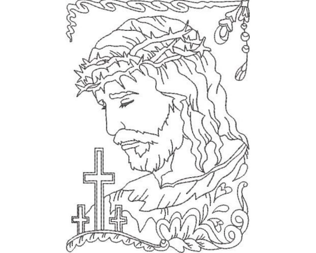 Depiction of Jesus - Machine Embroidery Design, Blackwork Jesus Design ...