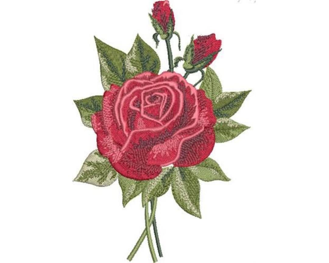 Beautiful Rose - Machine Embroidery Design, Red Roses Embroidery ...