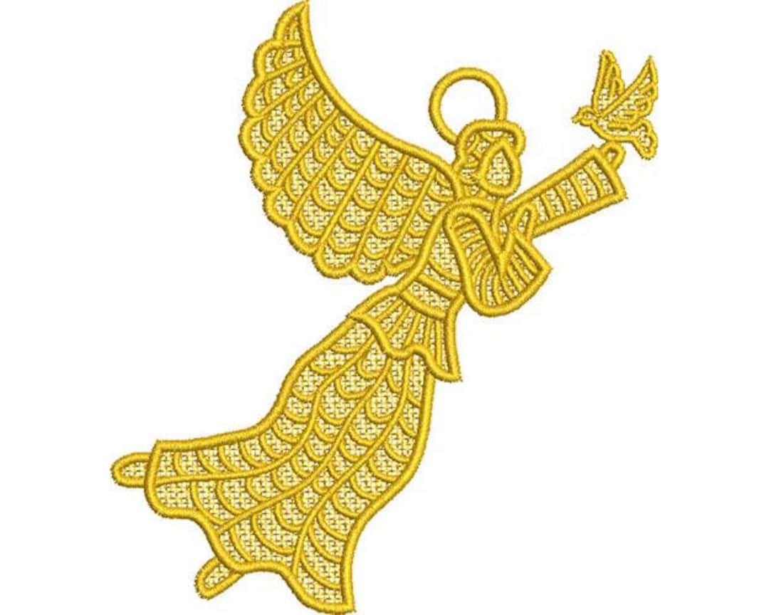 FSL Golden Angel With Dove - Machine Embroidery Design, Christmas Angel ...