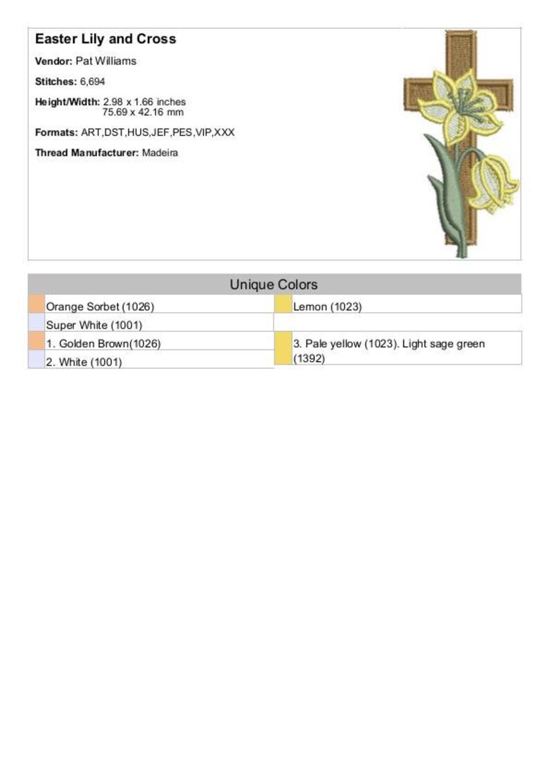 Easter Lily and Cross - Machine Embroidery Design, Easter Embroidery ...