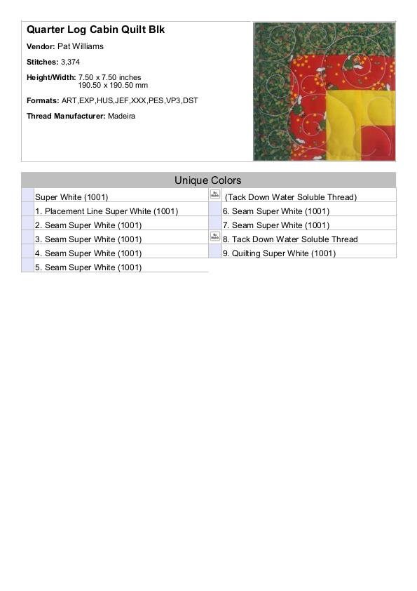 ITH Quarter Log Cabin Quilt Block - Machine Embroidery Design, in the ...