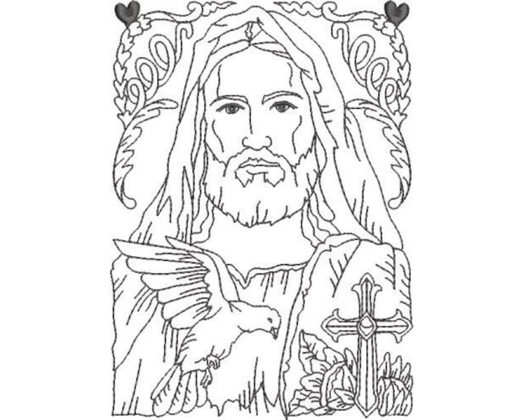 Depiction of Jesus - Machine Embroidery Design, Blackwork Jesus Design ...