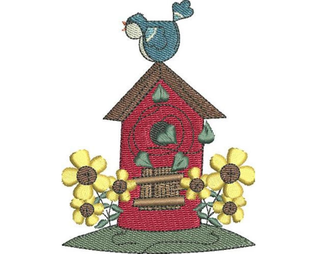 Roof Top Birdhouse - Machine Embroidery Design, Nest Box Embroidery ...