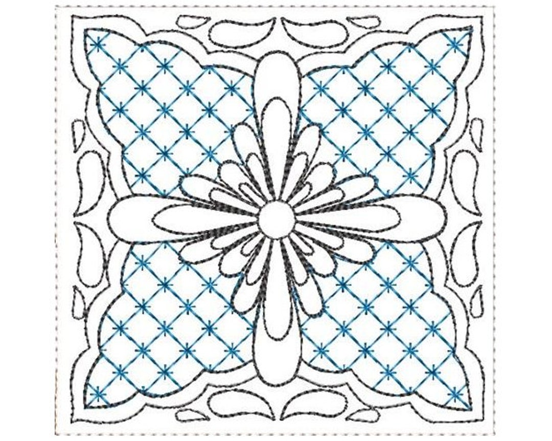 ITH Painted Tile Quilt Block Machine Embroidery Design, in the Hoop ...
