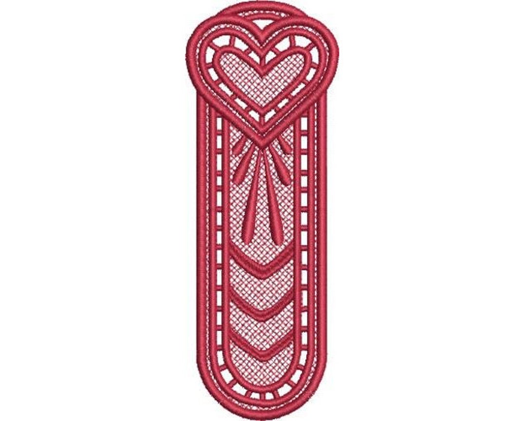 FSL Heart Bookmark - Machine Embroidery Design, Freestanding Lace ...