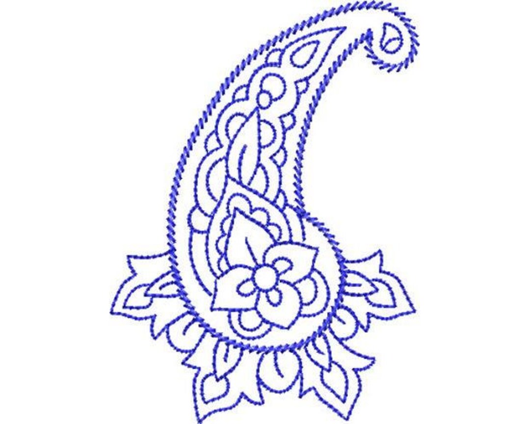 Bluework Paisley Machine Embroidery Design, Paisley Ornament Embroidery ...