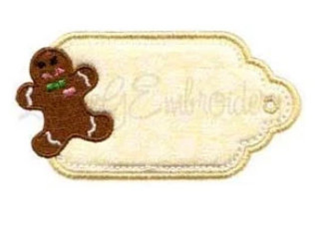 Gingerbread Gift Tag - Machine Embroidery Design, Christmas Gift Tag ...