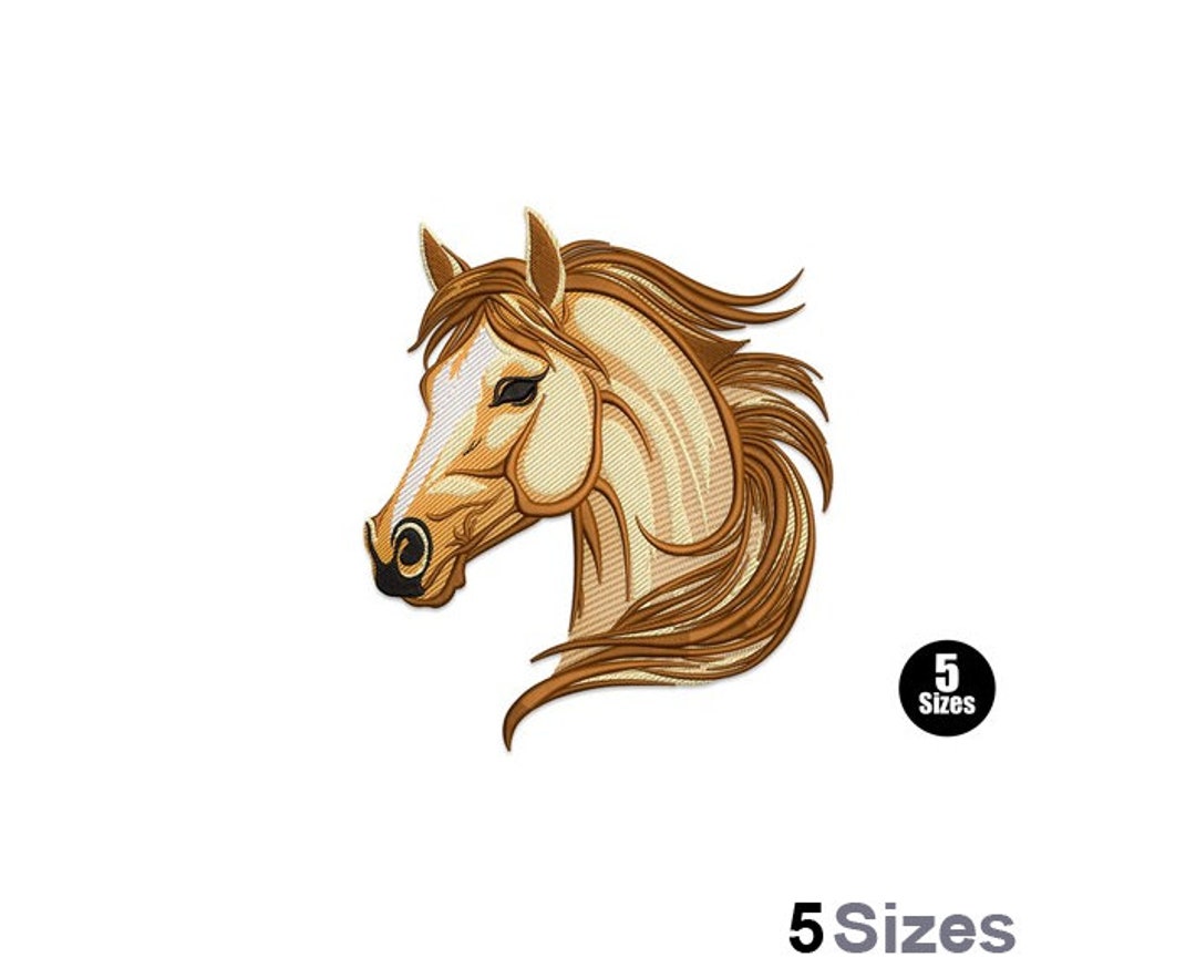 Horse Head - Machine Embroidery Design - 5 Sizes, Realistic Horse ...