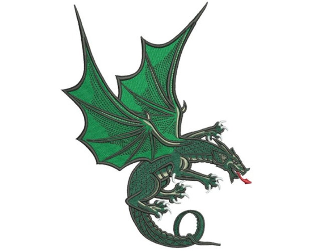 Green Dragon - Machine Embroidery Design, Fire Breathing Dragon ...