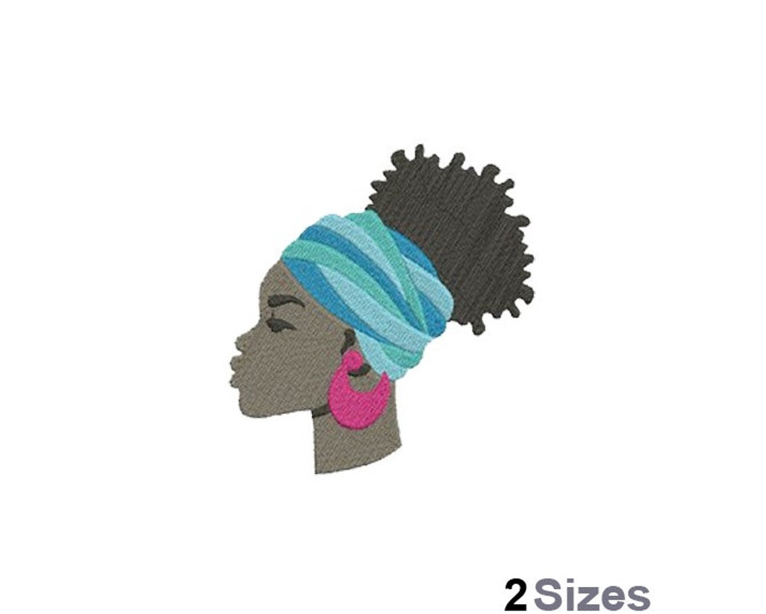 African Woman - Machine Embroidery Design - 2 Sizes, Black Lady With ...