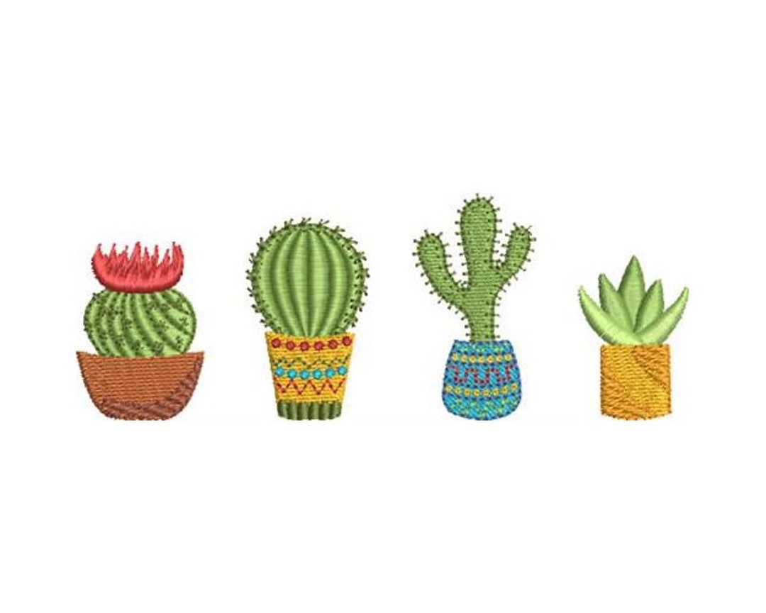 Mini Cactus Group - Machine Embroidery Design, Cactus Pots Embroidery ...