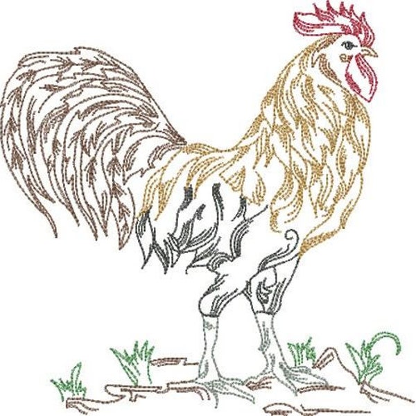 Rooster Embroidery Pattern Etsy
