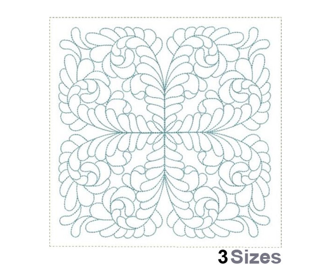 ITH Feathered Heirloom Quilt Block - Machine Embroidery Design - 3 ...