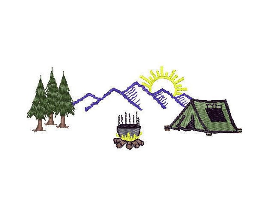 Camping Scene - Machine Embroidery Design, Campsite With Tent ...