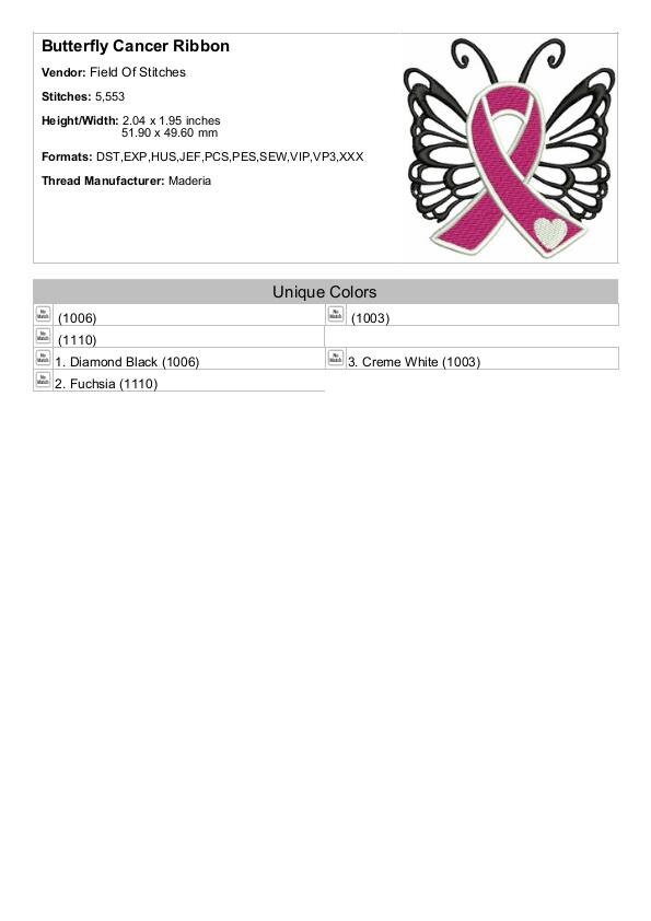 Butterfly Ribbon - Machine Embroidery Design - 3 Sizes, Pink Ribbon ...