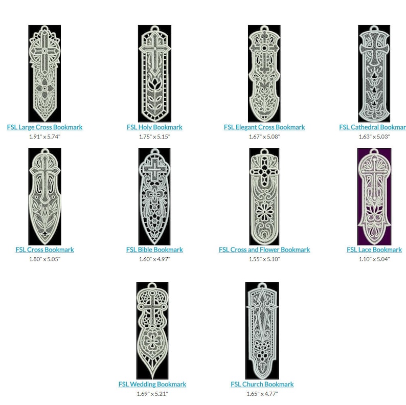 10 FSL Cross Bookmarks - Machine Embroidery Designs PACK, Freestanding ...