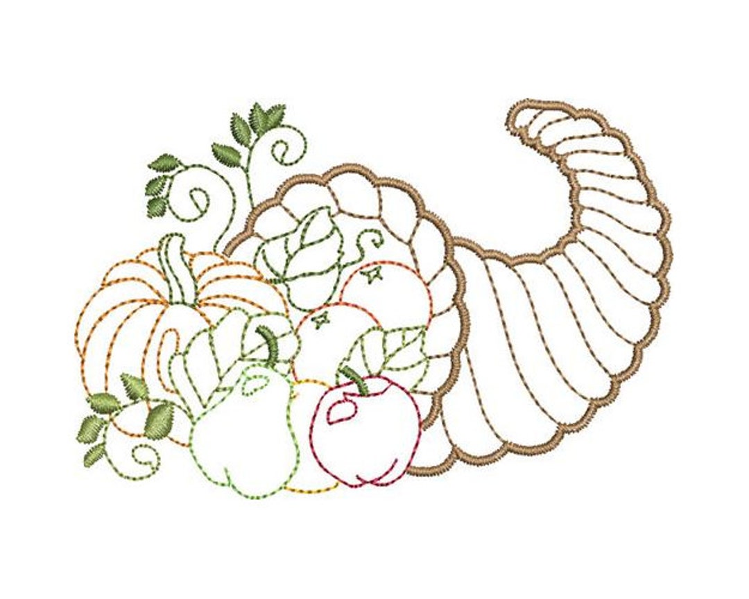Bountiful Cornucopia - Machine Embroidery Design, Thanksgiving ...