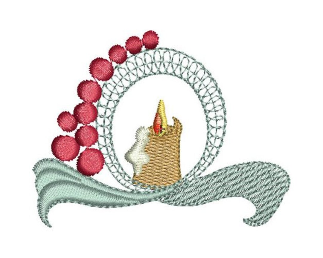 Looped Ribbon Candle - Machine Embroidery Design, Christmas Candle ...