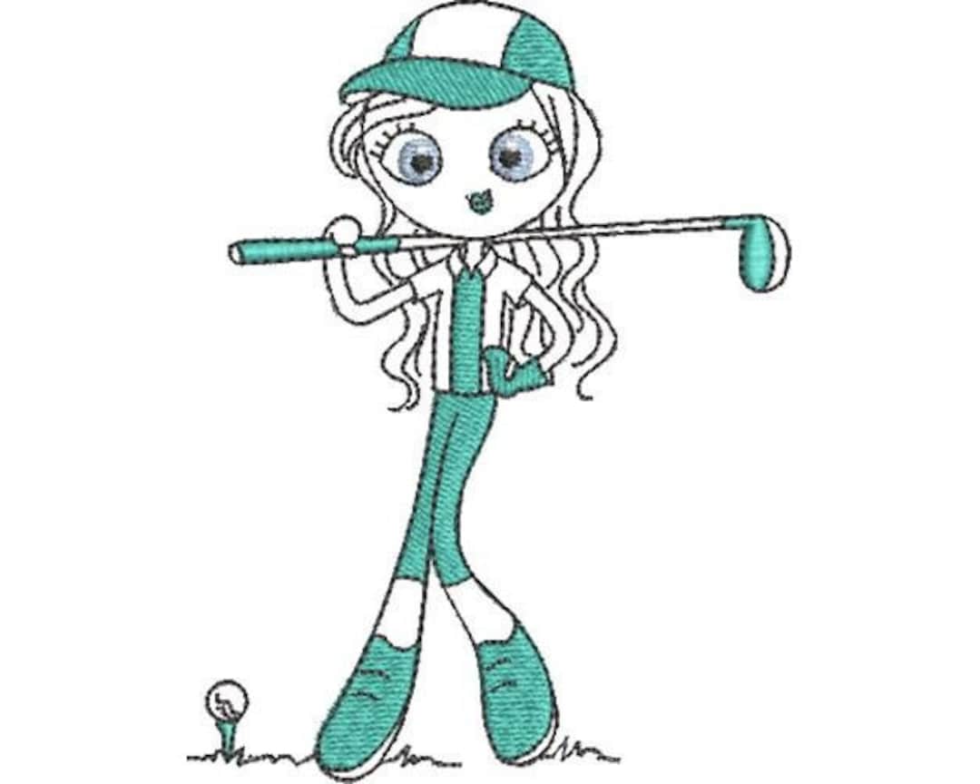 Lady Golfer - Machine Embroidery Design, Golf Player Girl Embroidery ...