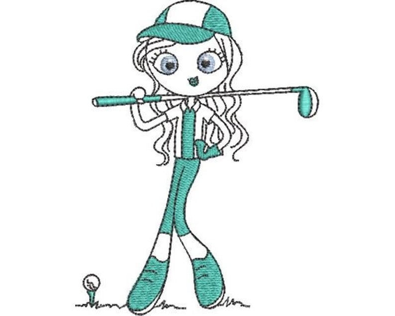 Lady Golfer - Machine Embroidery Design, Golf Player Girl Embroidery ...