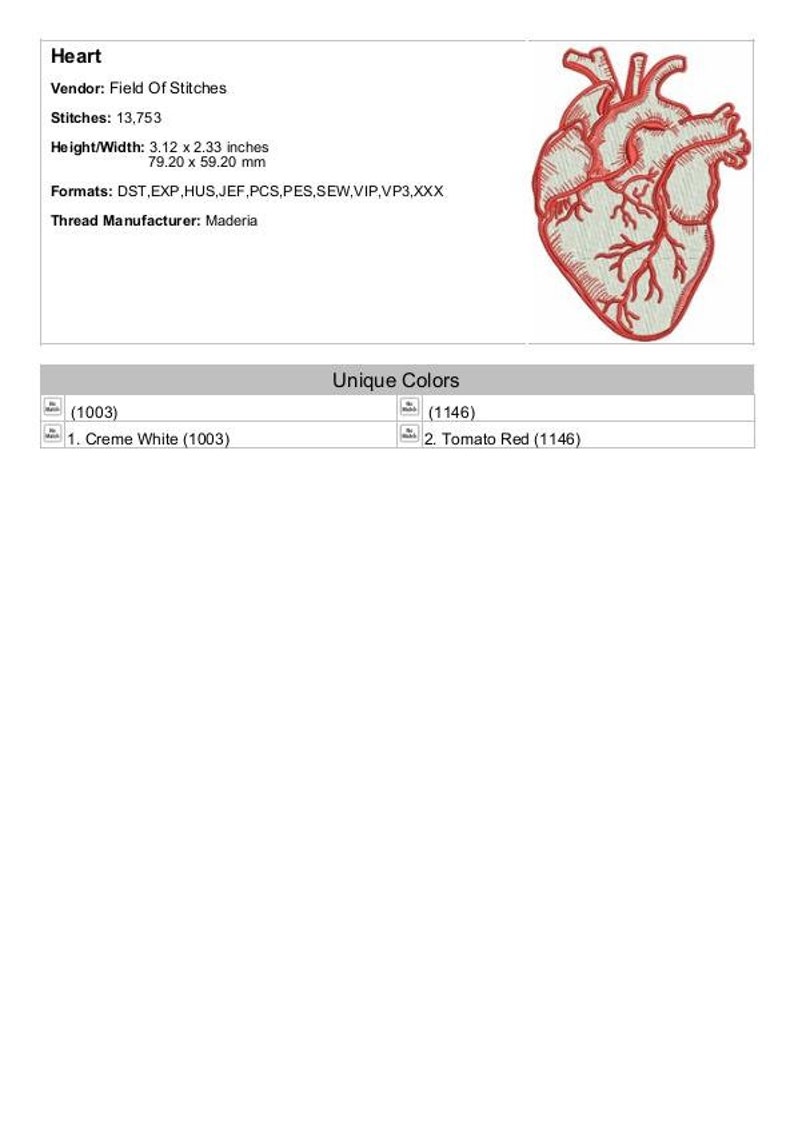 Heart Organ - Machine Embroidery Design - 3 Sizes, Human Heart ...