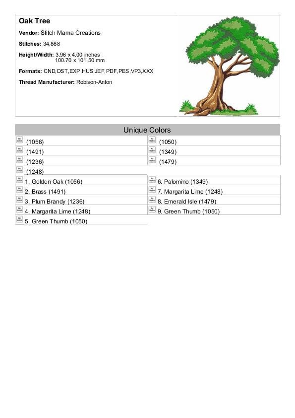 Oak Tree - Machine Embroidery Design - 5 Sizes, Realistic Tree ...