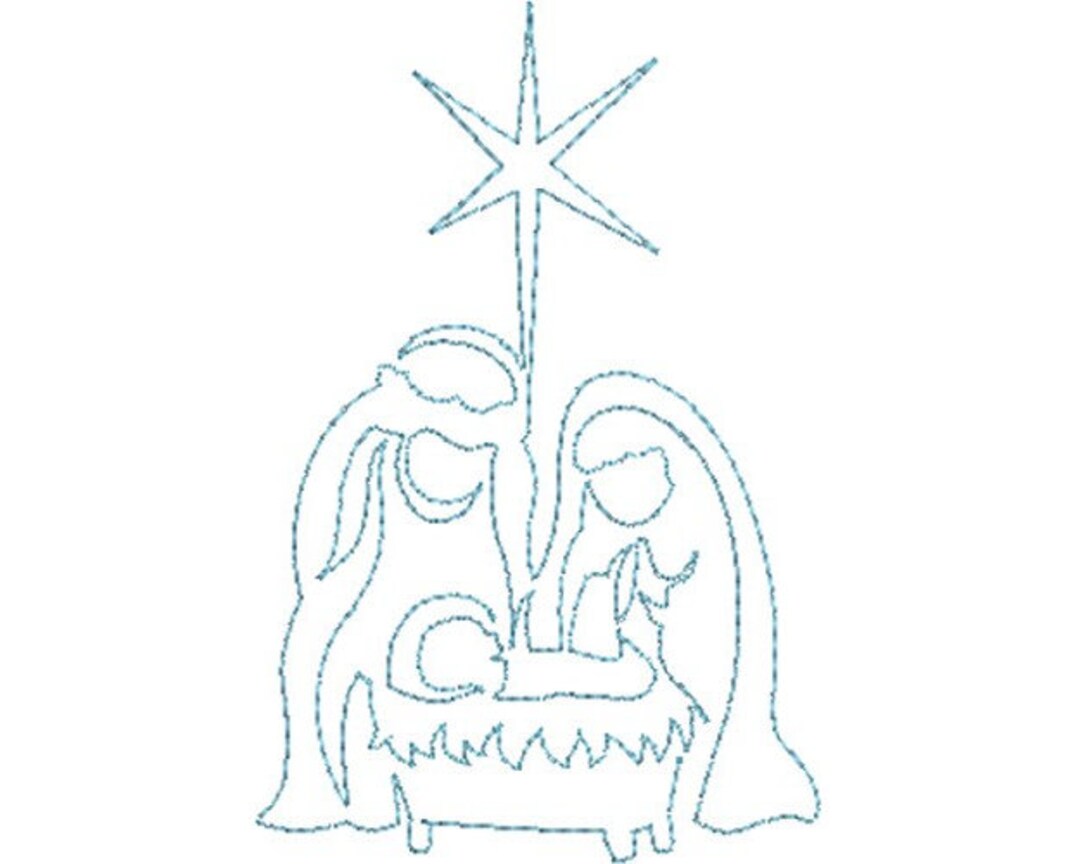 Nativity Outline - Machine Embroidery Design, Holy Family Embroidery ...
