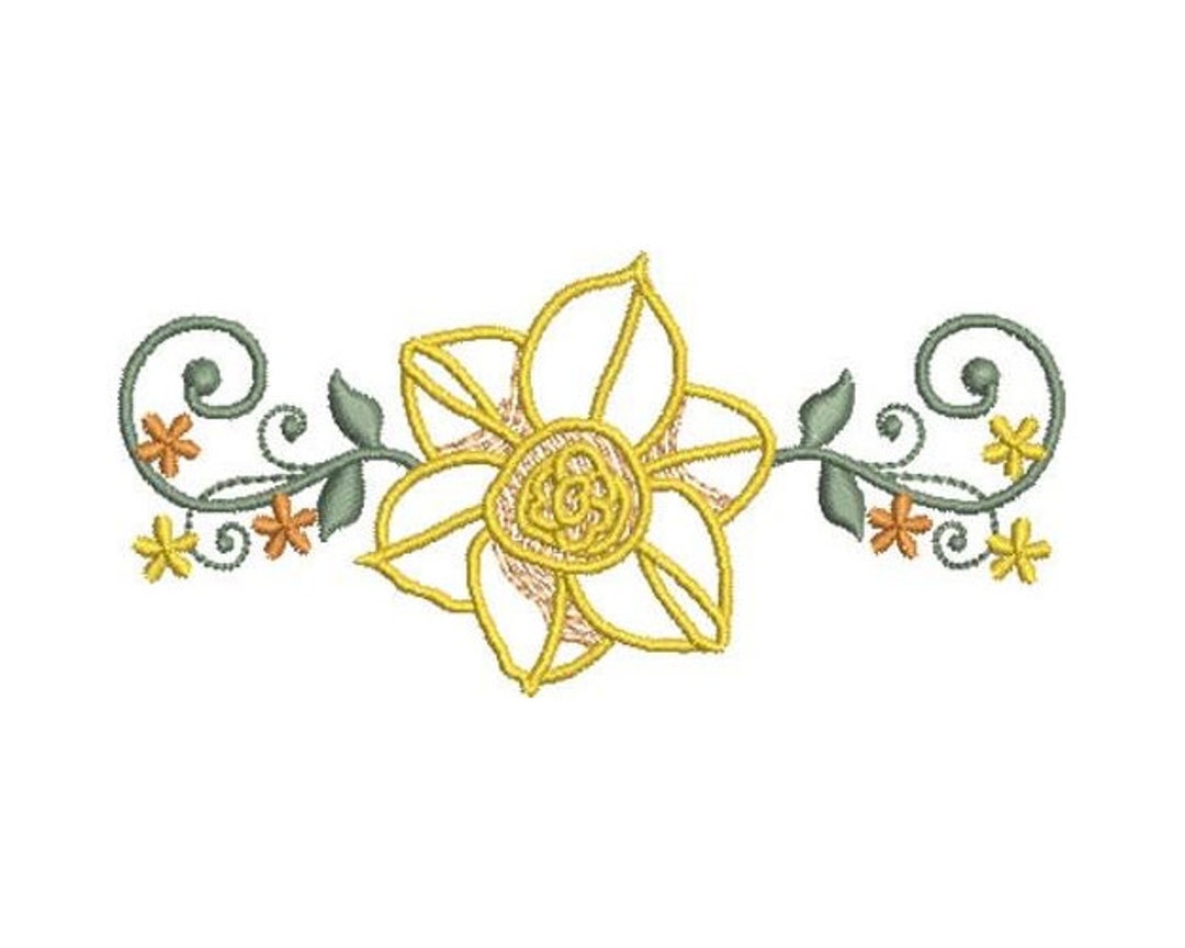 Dainty Floral Machine Embroidery Design, Flower Border Embroidery ...