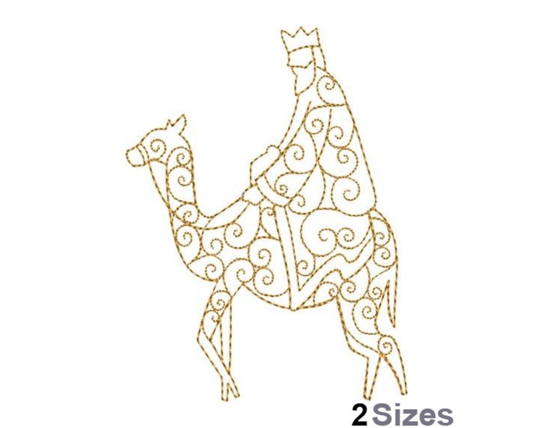 Single King on Camel - Machine Embroidery Design - 2 Sizes, Nativity ...