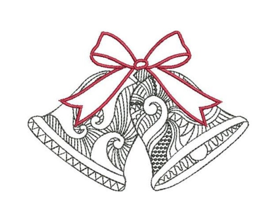 Blackwork Art Bells Machine Embroidery Design, Bells Are Ringing ...