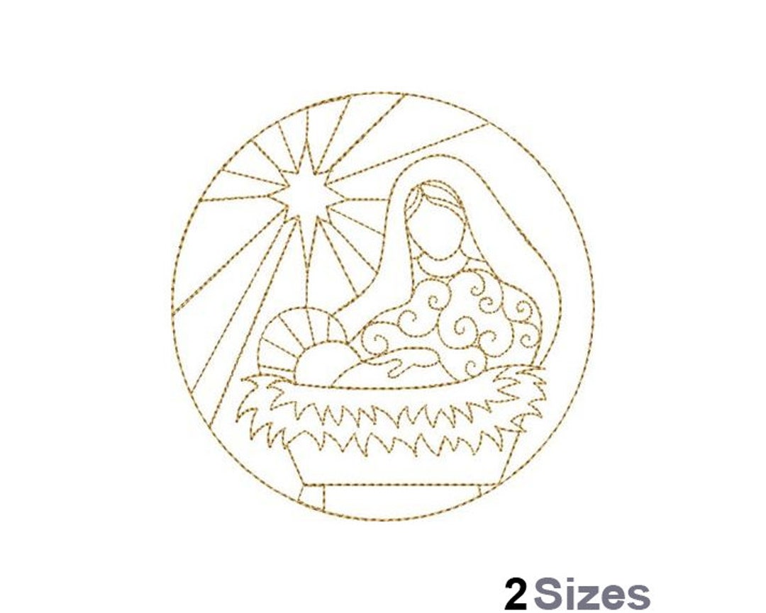 Nativity Mary & Baby Jesus - Machine Embroidery Design - 2 Sizes ...