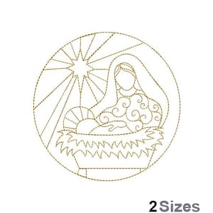 Nativity Mary & Baby Jesus - Machine Embroidery Design - 2 Sizes, Nativity Scene Embroidery ...