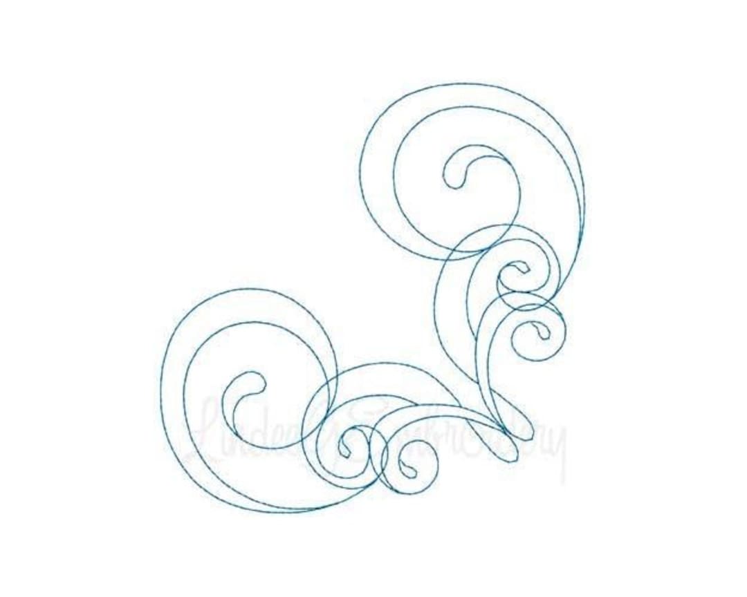 Corner Swirls - Machine Embroidery Design, Flourish Embroidery Pattern ...