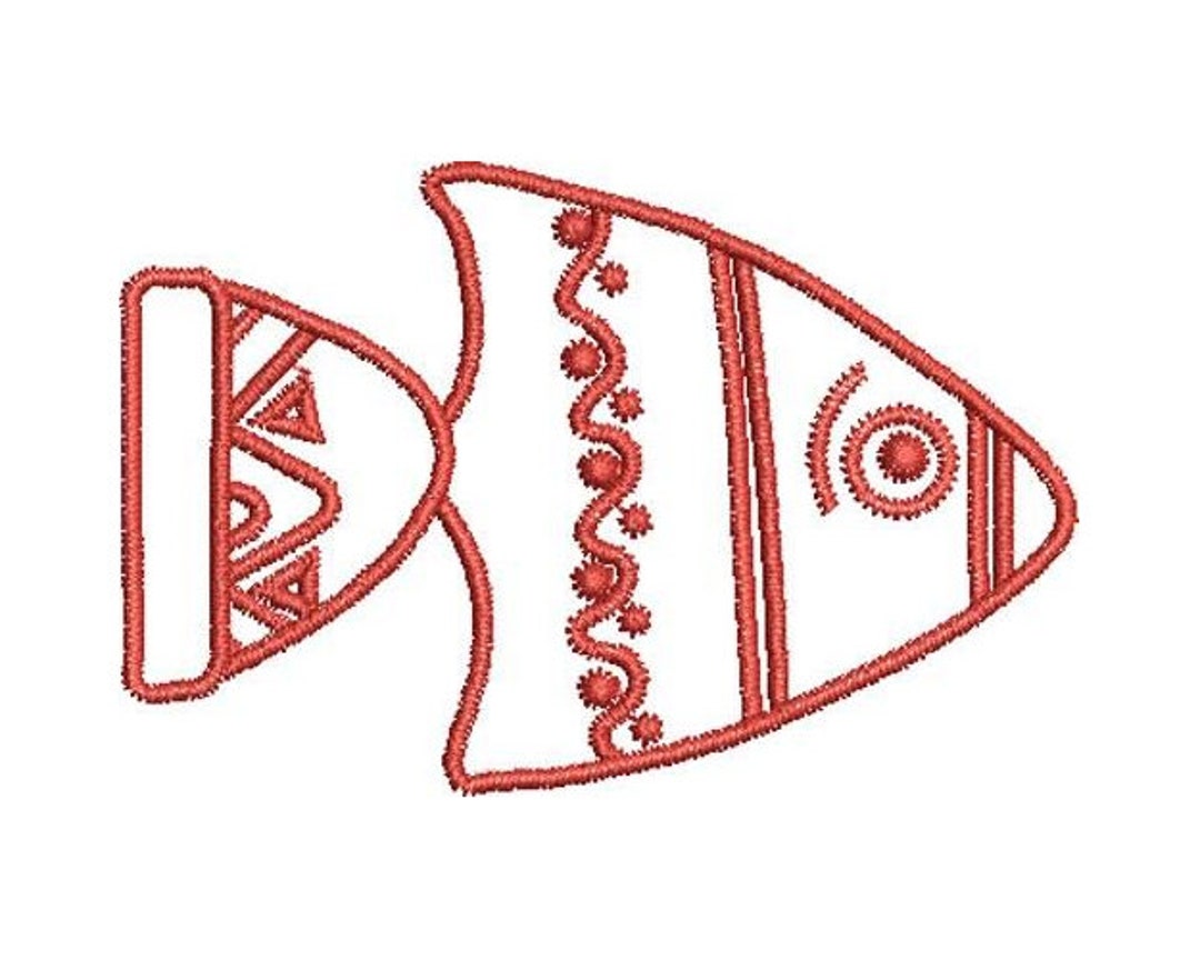 Native American Fish Outline - Machine Embroidery Design, Whimsical ...