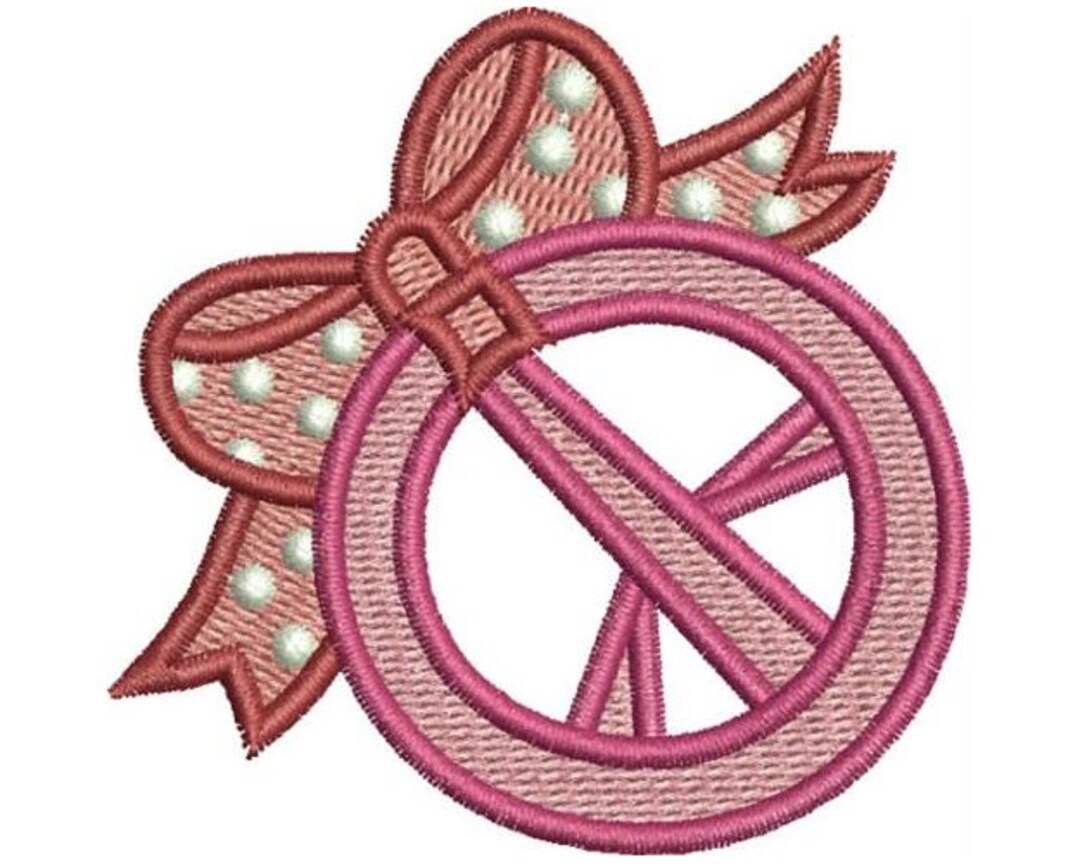 Peace Sign And Bow Machine Embroidery Design Embroidered Shirred Sundress Red Bow Peace Symbol