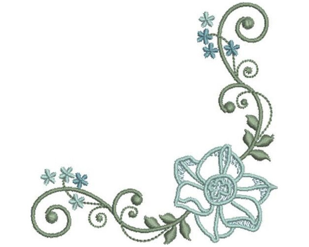 Simple Floral - Machine Embroidery Design, Flower Corner Embroidery ...