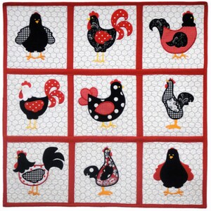 Rooster Feathers Quilt Block - Machine Embroidery Project Design, ITH ...
