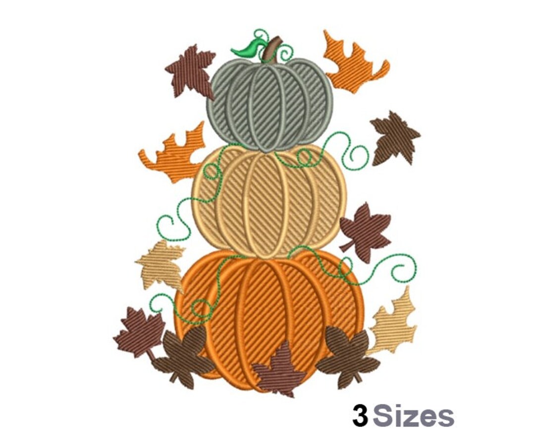 Autumn Pumpkins - Machine Embroidery Design - 3 Sizes, Fall Leaves ...
