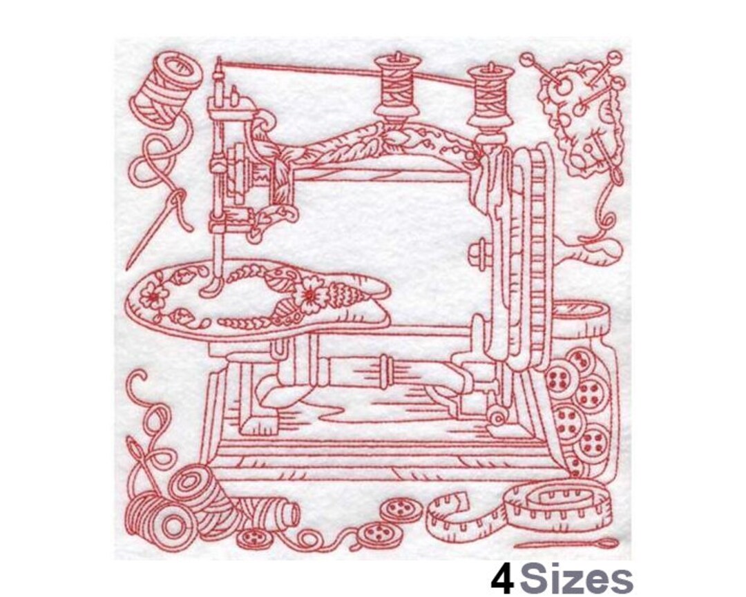 Vintage Sewing Machine (5.8-in) - Machine Embroidery Design - 4 Sizes ...