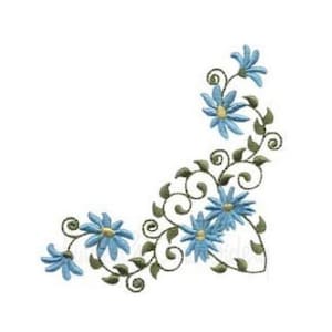 Daisy Corner - Machine Embroidery Design, Blue Daisies Embroidery ...