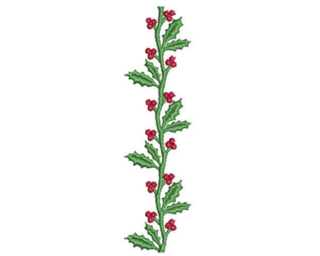 Vertical Holly Border - Machine Embroidery Design, the Christmas Dress ...