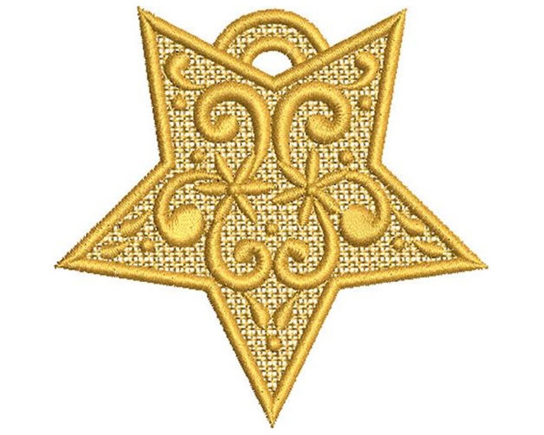 FSL Floral Christmas Star - Machine Embroidery Design, Freestanding ...