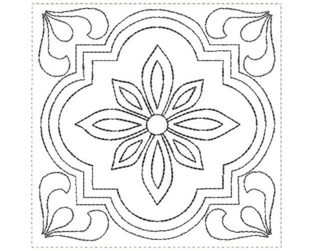 ITH Painted Tile Quilt Block Machine Embroidery Design, in the Hoop ...