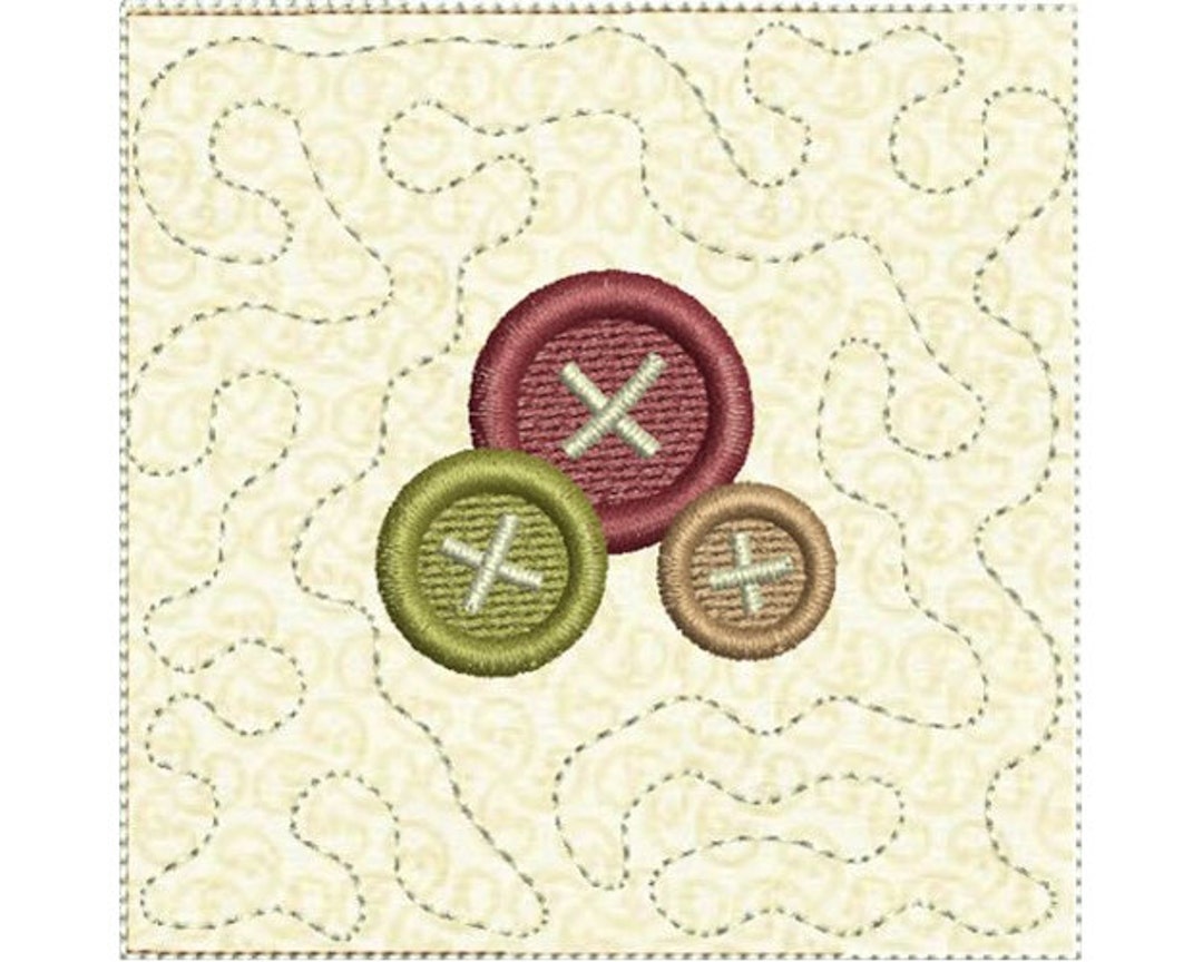 Buttons Corner Quilt Block - Machine Embroidery Project Design, Love to ...