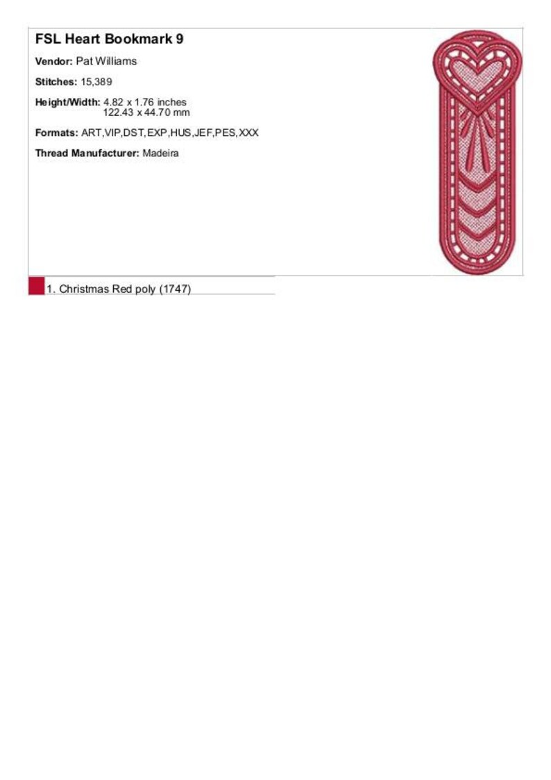 FSL Heart Bookmark - Machine Embroidery Design, Freestanding Lace ...
