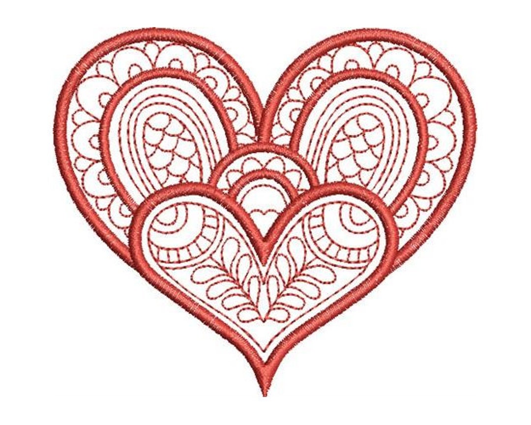 St. Valentines Heart - Machine Embroidery Design, Floral Heart ...