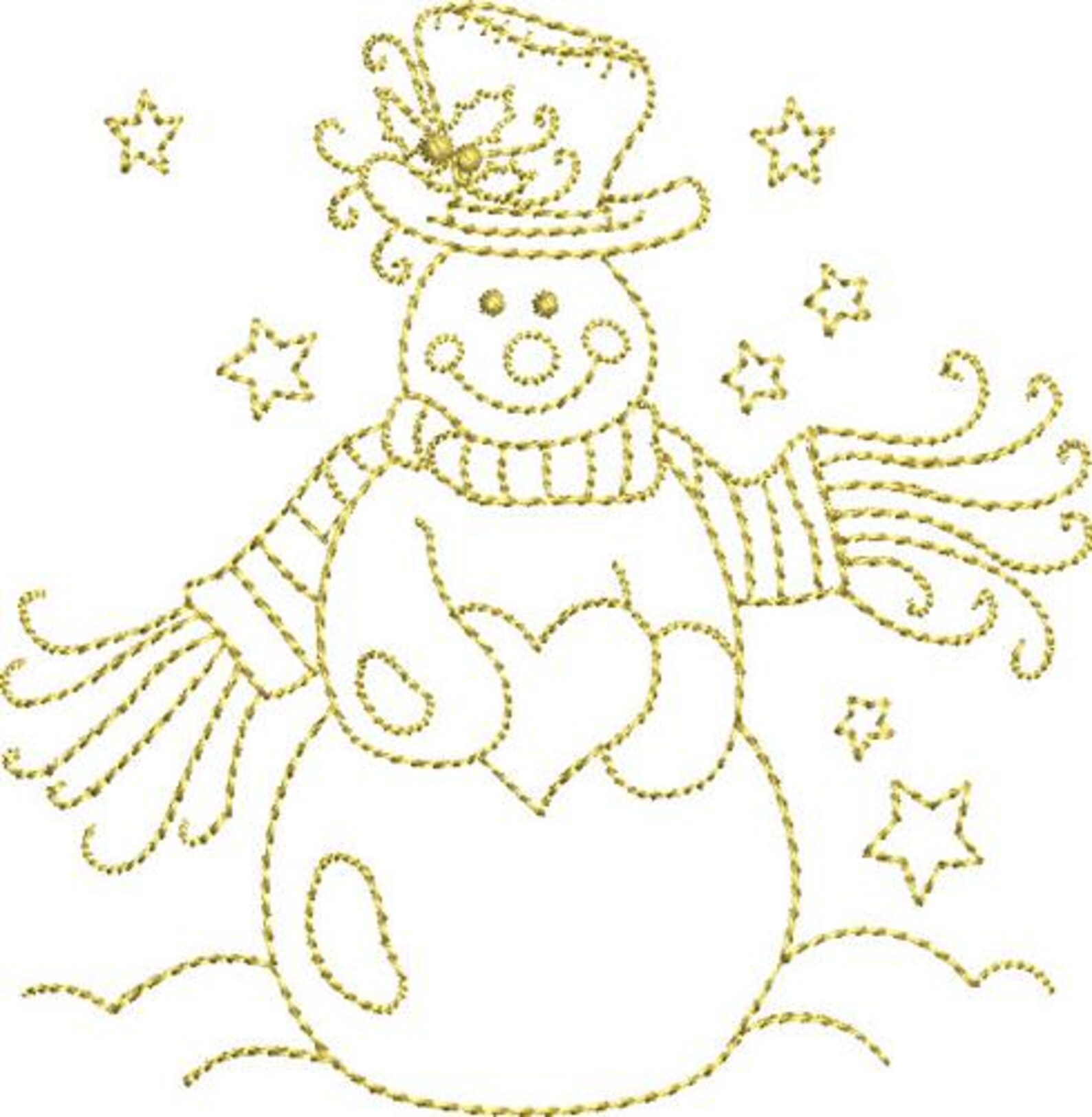 Festive Golden Snowman - Machine Embroidery Design, Winter Snowman ...