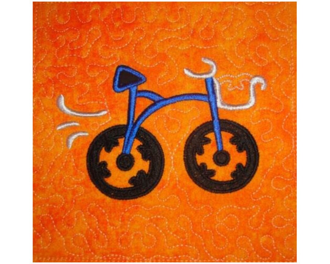 ITH Bicycle Appliqued Quilt Block - Machine Embroidery Design, in the ...